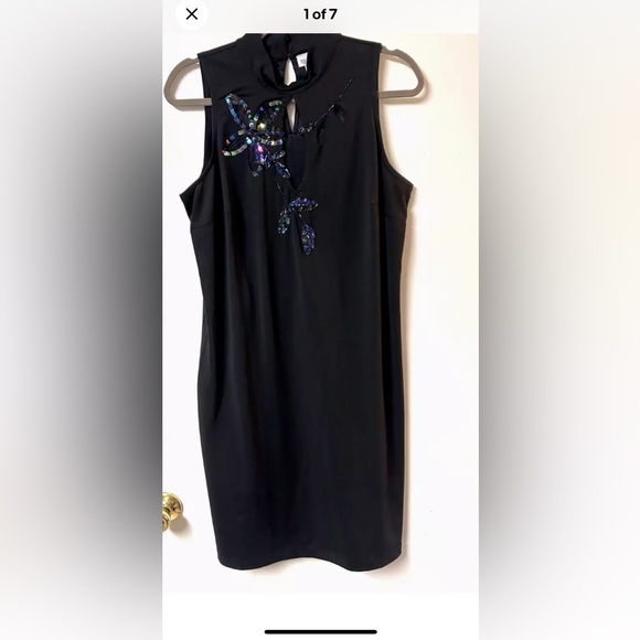 Together | Dresses | Together Black Dress Size 4 Sequin Keyhole Cut Out ...